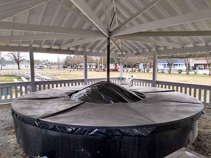 Covered and resting quietly, this 2-ton giant is basically the world's most impressive napping appliance.