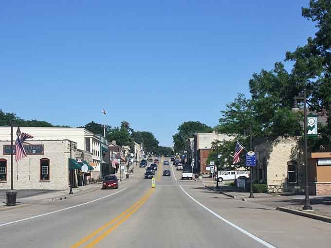 Cambridge's wide main street stretches out under a perfect blue sky, unhurried and completely unapologetic about it.