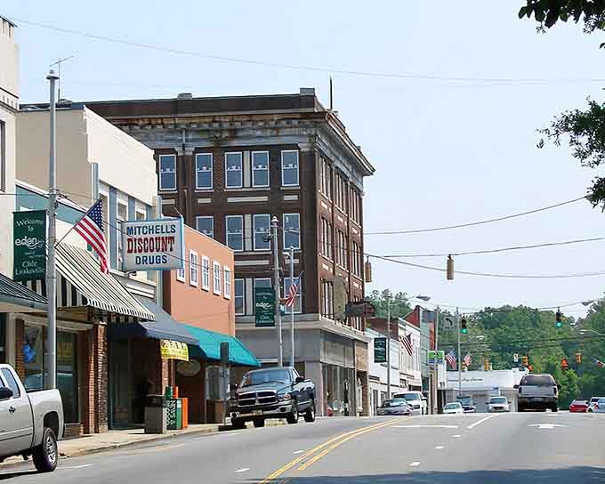 Eden's main street still has a working drugstore with a sign that feels like a warm handshake from 1987.