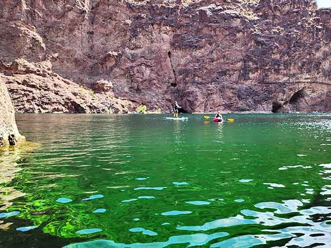 Two paddlers discover that Arizona's version of the Caribbean comes with dramatic canyon walls included.
