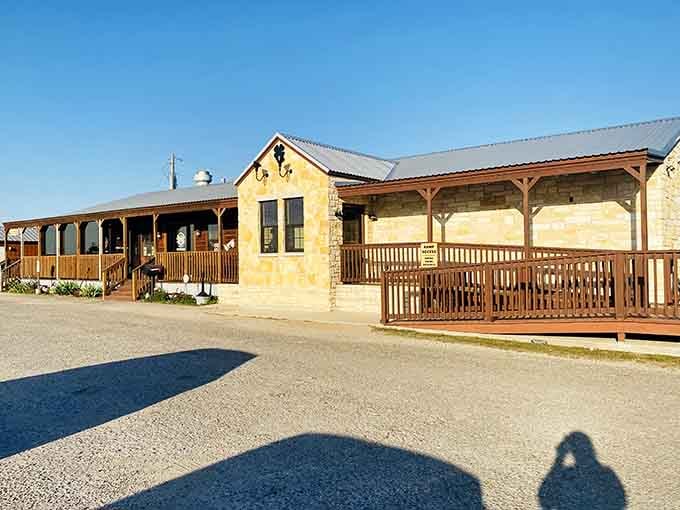 Limestone walls, wooden porches, and a gravel lot under wide open Texas sky &mdash; comfort food never looked so inviting.