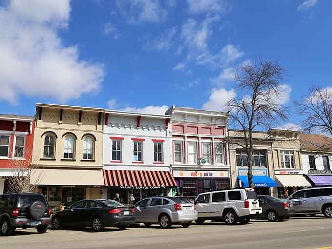 Granville's Village Coffee Company anchors a main street so cheerful under that blue sky, you'll forget your to-do list entirely.