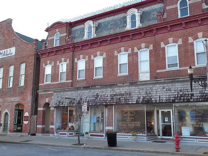 Hermann's historic architecture stands proud with ornate details that modern buildings forgot how to make.