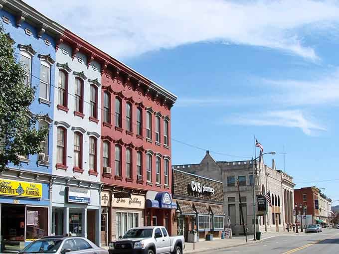 Historic storefronts painted in cheerful colors line the street, inviting you to slow down and explore.