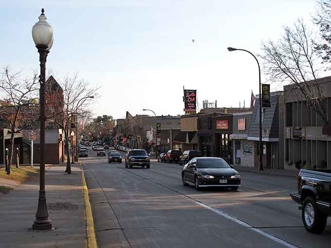 Classic street lamps and wide sidewalks invite you to slow down and actually enjoy the stroll.