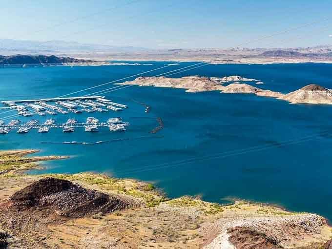 Lake Mead's marina looks like a floating neighborhood, and honestly, we'd move in tomorrow.