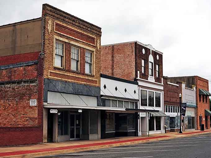 Lufkin's historic downtown block stands proud, its ornate upper facades hinting at a prosperous past that still echoes today.