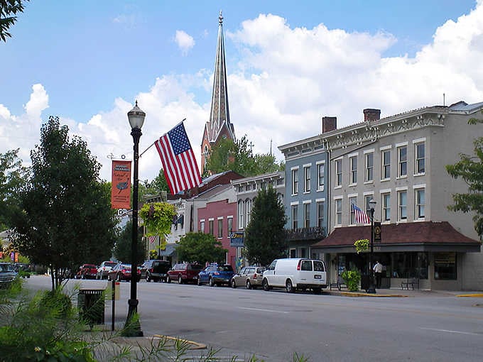 Madison's church steeple pierces a perfect summer sky, watching over a Main Street that time treated very kindly.
