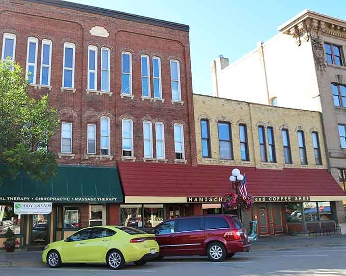 That deep red awning on Hanisch Bakery and Coffee Shop is basically a beacon saying, "Come in, you deserve a treat."