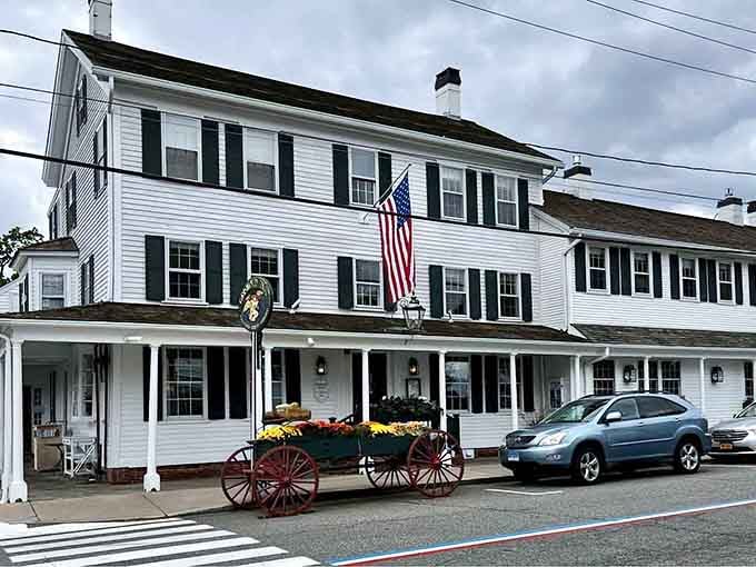 That red wagon parked out front isn't decoration; it's a friendly warning that history is served inside.