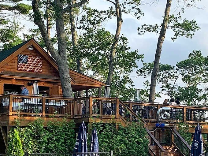 Dining among the treetops with a cold drink beats any fancy restaurant with stuffy white tablecloths.