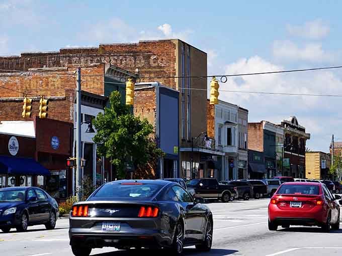 Old brick facades and ghost signs whisper Walhalla's lively commercial past right to your face.