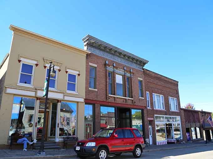 Warm brick and ornate cornices give Cambridge's downtown storefronts the kind of handsome character that no renovation can manufacture.
