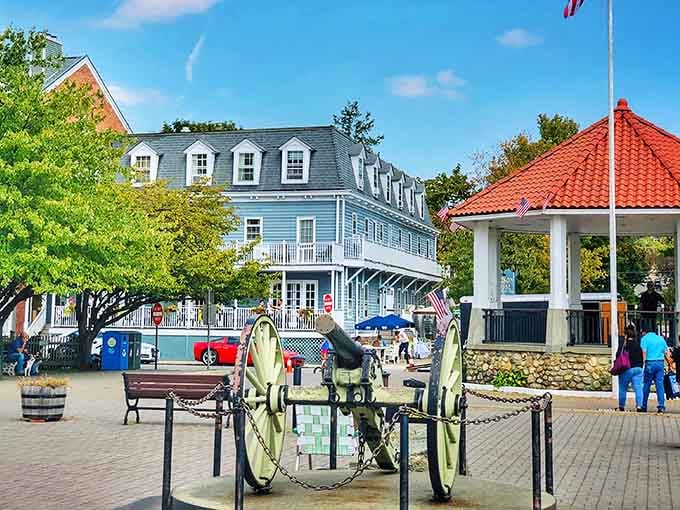 That vintage cannon stands ready to defend the waterfront from invading ice cream cravings and lazy Sunday afternoons.