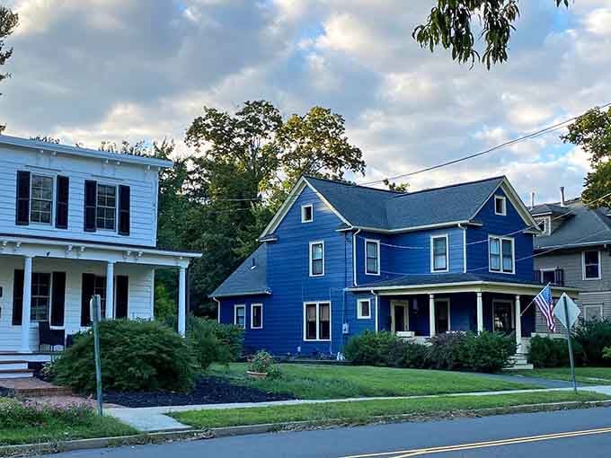 Bold blue and crisp white homes side by side, Cranbury's neighborhoods look like a painter's happy accident.