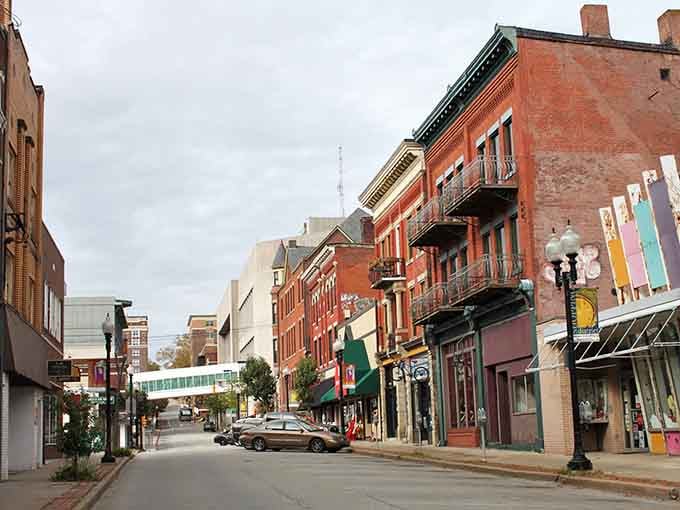 Iron balconies and colorful storefronts give Greensburg's streetscape a personality that's equal parts gritty and genuinely gorgeous.