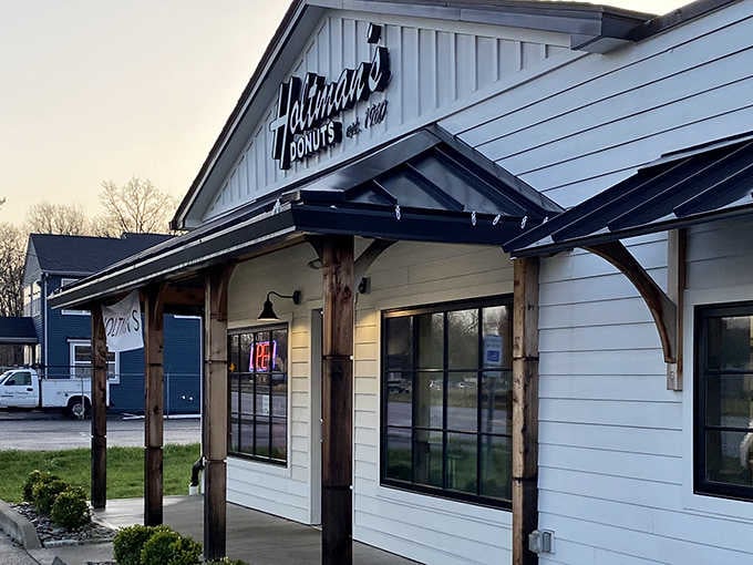 Holtman's glows warmly at dusk, looking like the kind of welcoming place your whole neighborhood quietly agrees is the best.