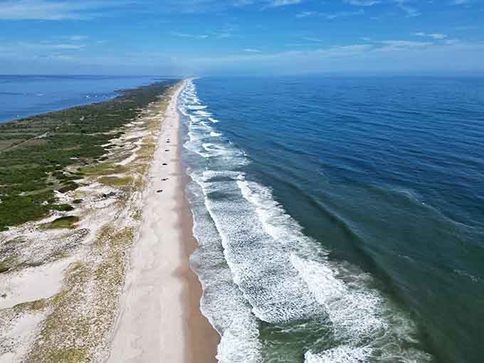 This aerial view reveals what "unspoiled" really means &ndash; ten miles of natural beauty without a building in sight.