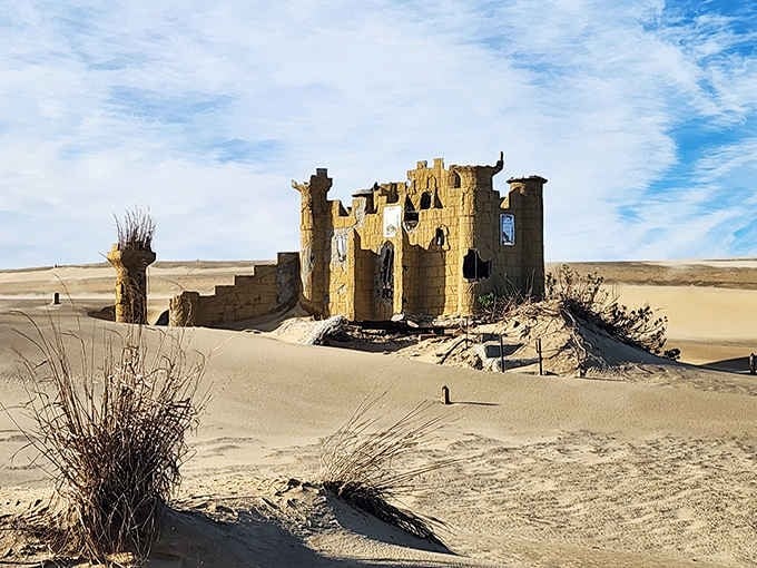 Nobody told this crumbling sand castle that fairy tales aren't supposed to happen on the Outer Banks.