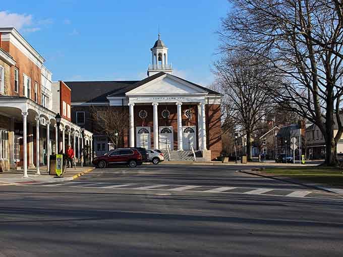 That white-columned courthouse anchors the town square like a scene from "It's a Wonderful Life."