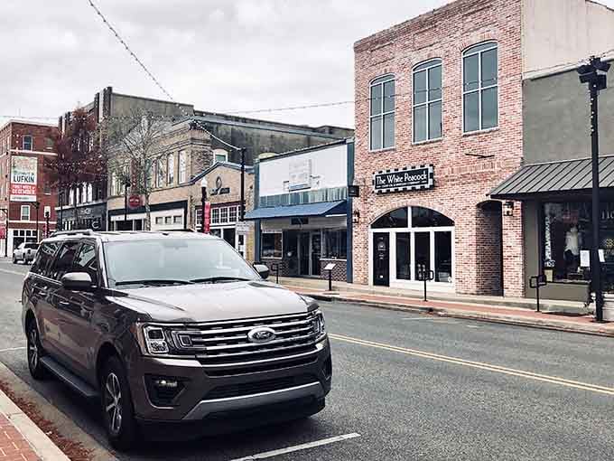 The White Peacock boutique anchors a revitalized stretch of Lufkin's main street, proof that East Texas knows how to keep things stylish.