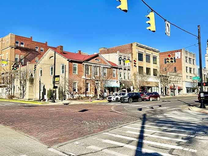 Crisp winter light hits Marietta's downtown intersection like a spotlight, revealing a town that's quietly been getting it right for centuries.
