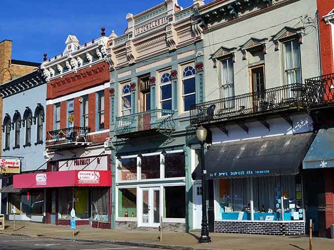 Iron balconies, colorful storefronts, and a street lamp straight out of a storybook, Pomeroy's main street earns every compliment.