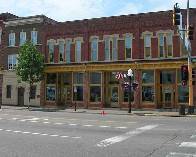 Gold-trimmed windows and ornate brickwork &mdash; Red Wing's downtown architecture is dressed up like it's permanently attending a very fancy occasion.
