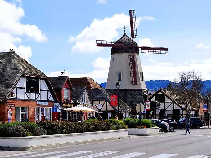 That windmill isn't just decorating the skyline; it's Solvang's way of saying, "Yes, we really mean it."