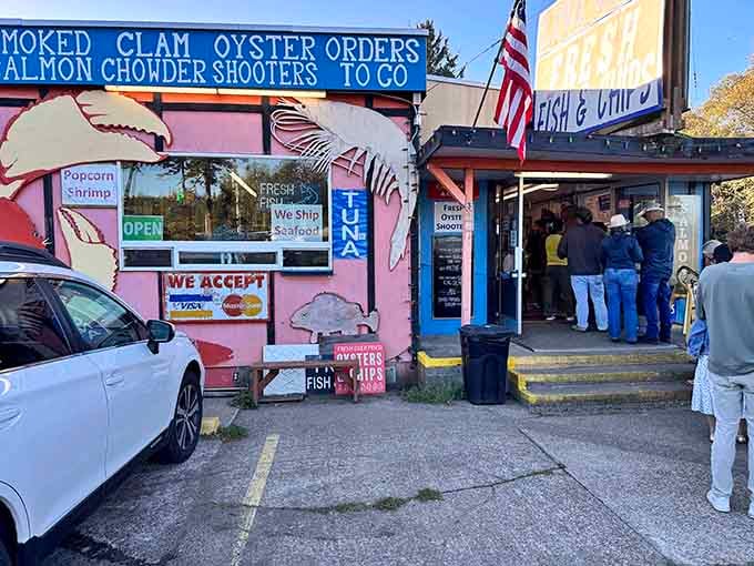 The crowd gathering at the door says everything, fresh oysters and chowder have a magnetic pull.