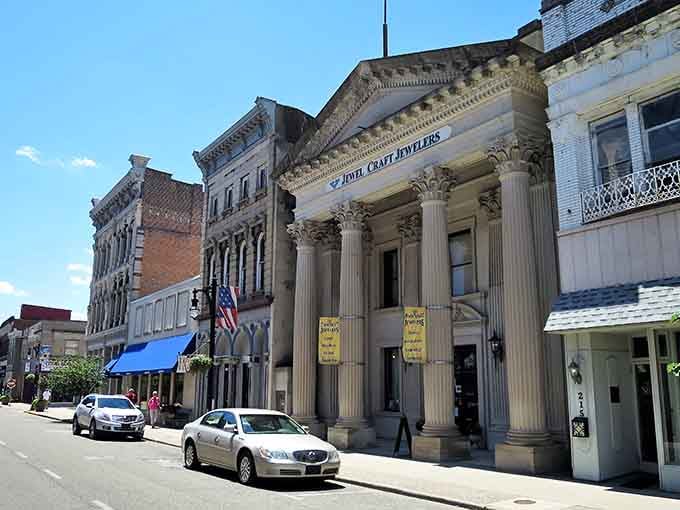 Those grand Corinthian columns on Vincennes' Main Street aren't showing off, they're just being honest about how good they look.