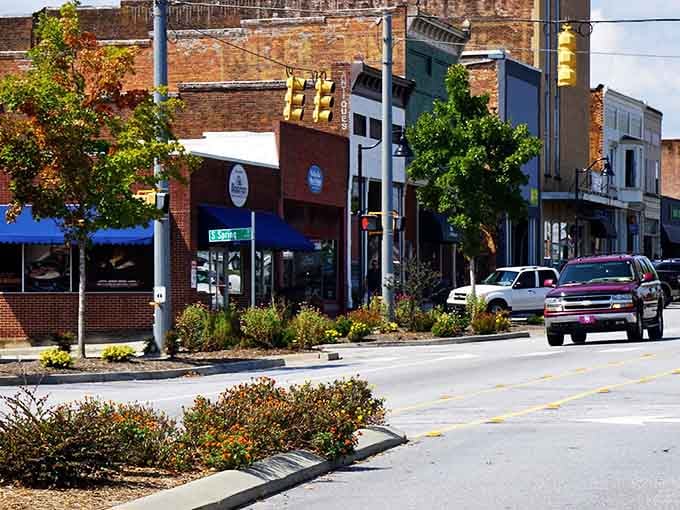 Colorful street plantings soften Walhalla's historic storefronts, proving small towns know how to dress up nicely.