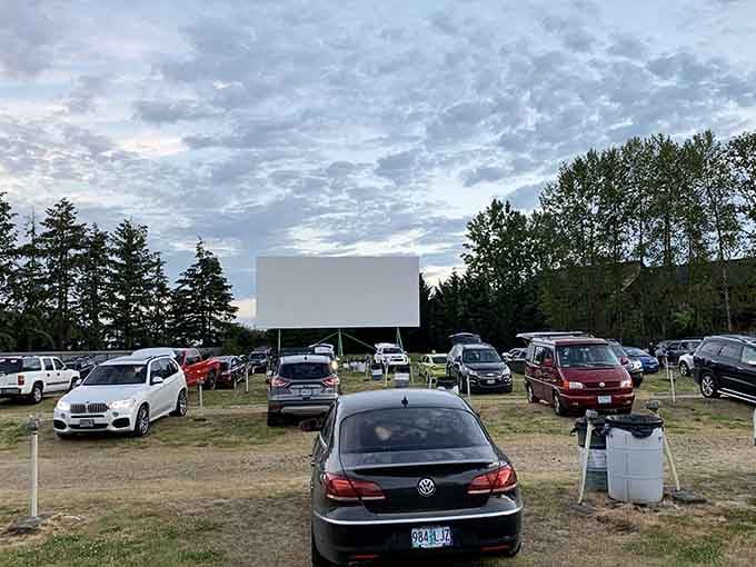 Cars lined up, sky wide open, and two movies waiting. This is what a perfect evening looks like.