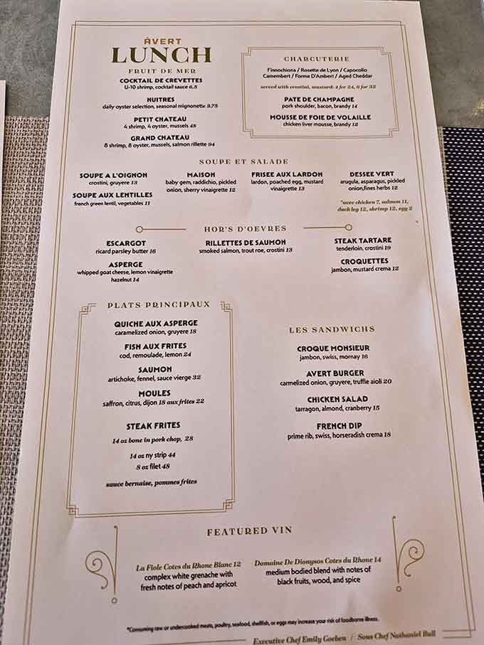 When a menu lists Steak Frites and Moules, you know someone's taking French classics seriously without the fuss.