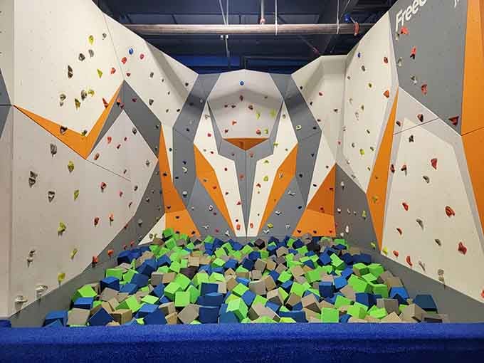 Spider-Man would feel right at home on these colorful climbing walls that challenge young adventurers to reach new heights.