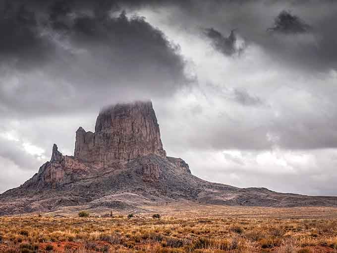 Even Mother Nature's moody days can't diminish this ancient sentinel standing guard over the desert.