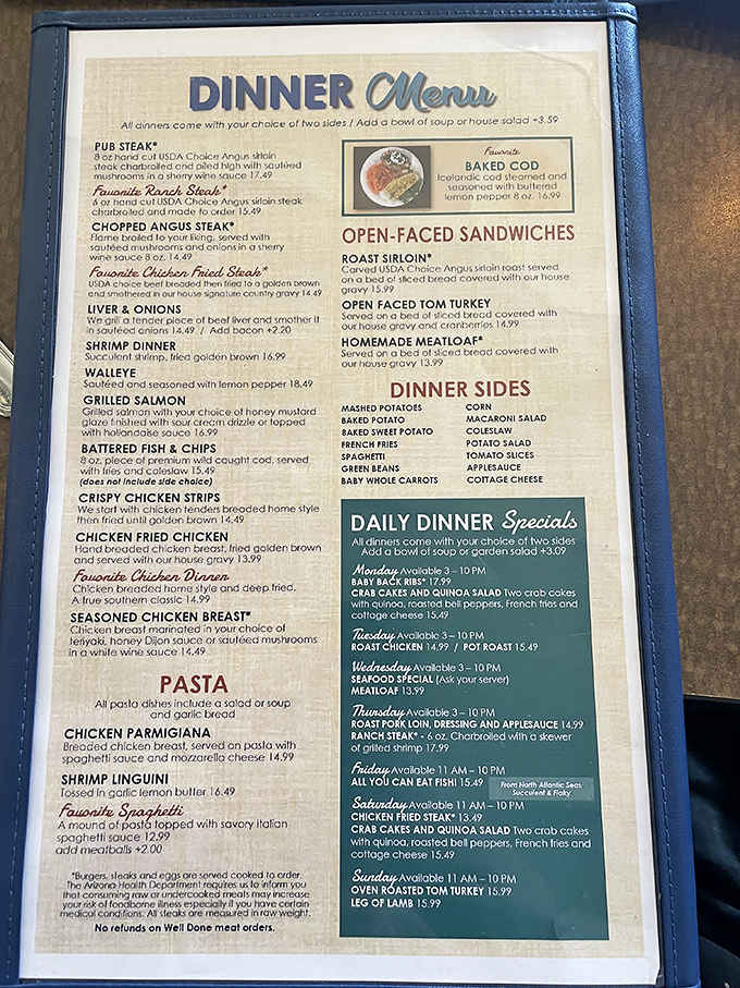 The menu reads like a greatest hits album of American comfort food. Every track is a winner.