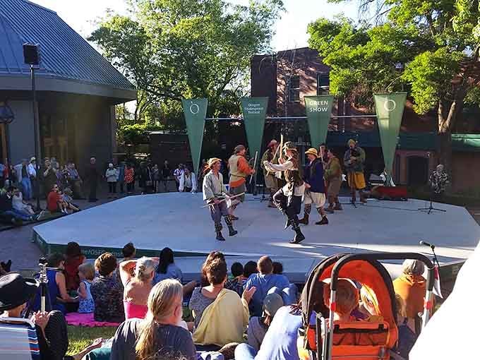 The Oregon Shakespeare Festival's Green Show turns a regular Tuesday evening into something your grandkids will hear about for years.