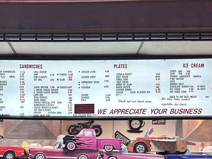 A menu board that doesn't need a QR code &mdash; just look up, decide, and eat well.