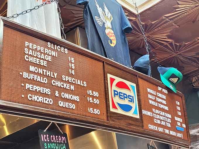 The menu board promises monthly specials and buffalo chicken, because some heroes don't wear capes.