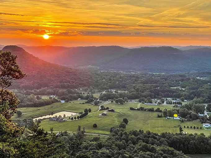 Golden hour transforms the Cumberland foothills into a masterpiece no gallery could ever contain or replicate.