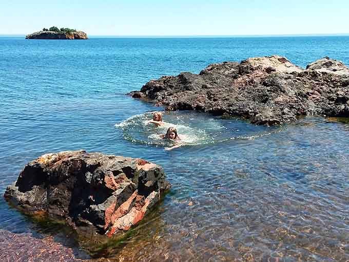 Nature's own swimming pool, carved by billion-year-old volcanic rock and filled with gloriously cold Lake Superior water.