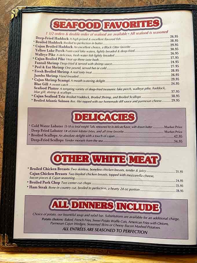 A menu this generous is basically a love letter written entirely in seafood, cajun spice, and drawn butter.