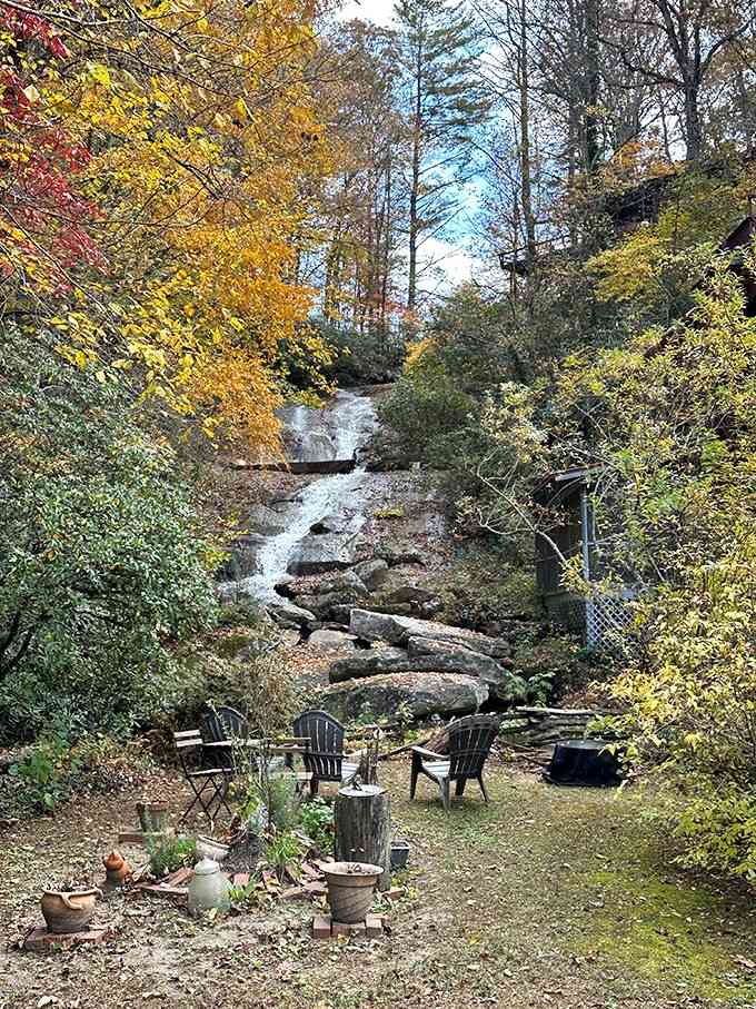 Nature built its own soundtrack here, and the waterfall is playing all the greatest hits.