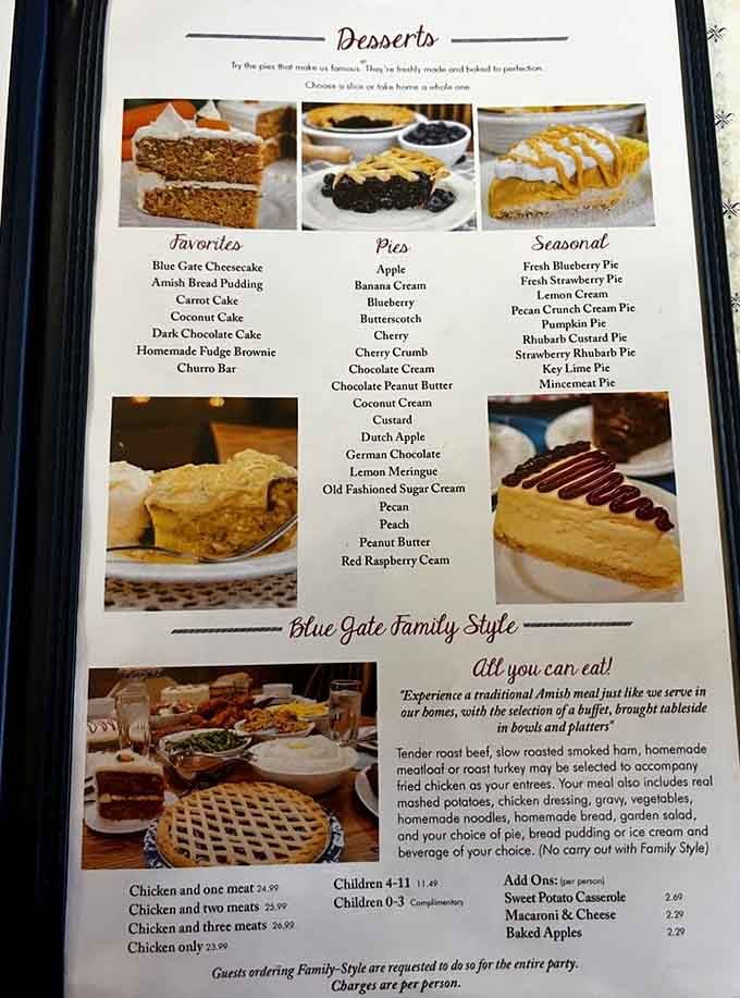 A dessert menu this long deserves its own reading glasses, eighteen pies and counting.