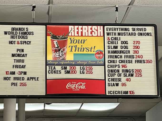 A menu board that gets straight to the point. No confusion, no fuss, just good food listed plainly and honestly.