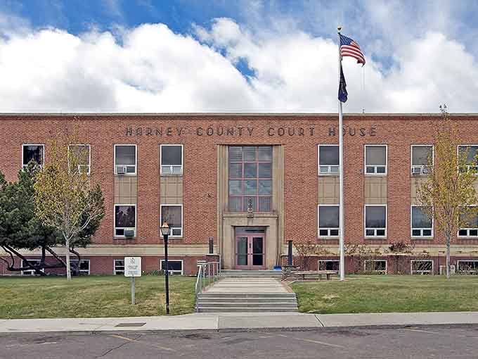 The Harney County Courthouse, standing tall and proud, like a civic building that actually means business.