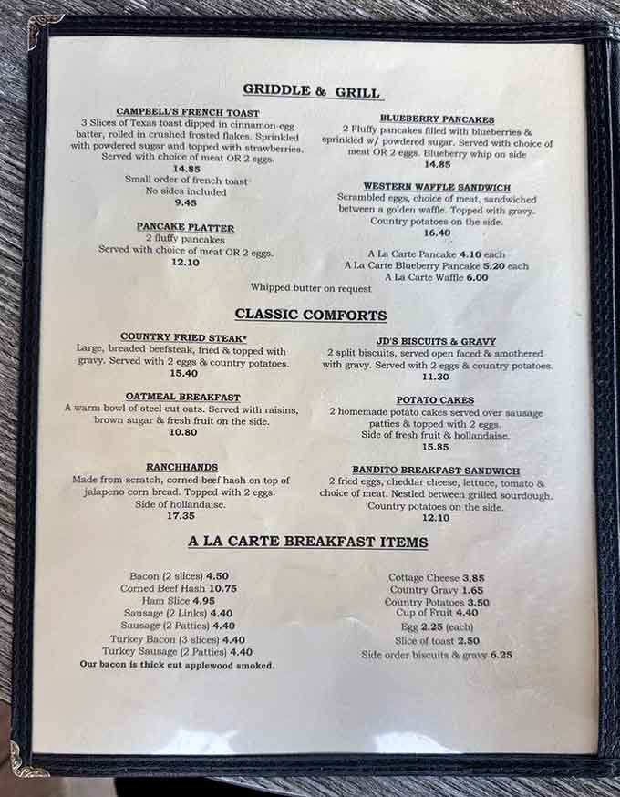 A menu that reads like a love letter to breakfast. Every single item deserves its own fan club.