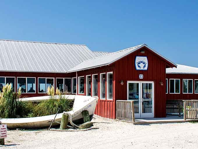 The Shanty's bold red exterior and weathered boats out front say everything you need to know: serious seafood, zero pretension, all charm.