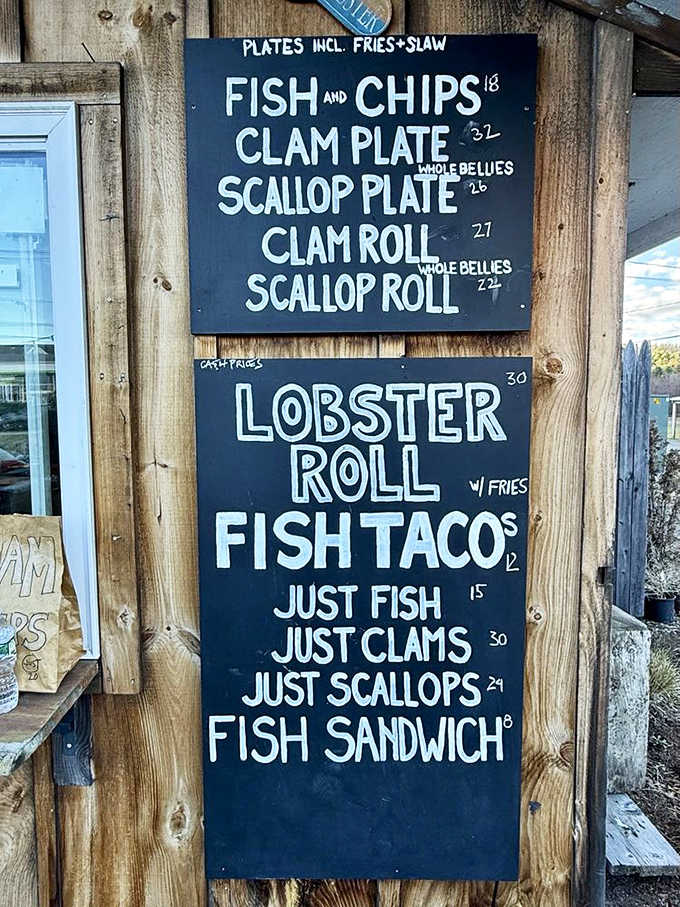 Hand-chalked menus signal someone cares enough to write things out rather than print generic signs.